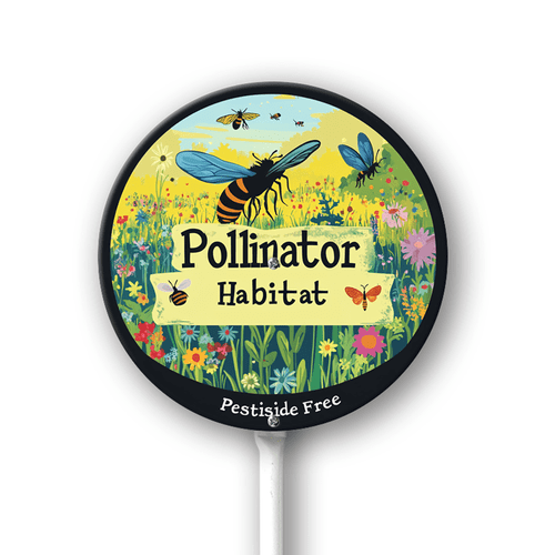Eveokoki Round (9.2X9.2) IN Pollinator Habitat Pestiside Free Yard Sign ...