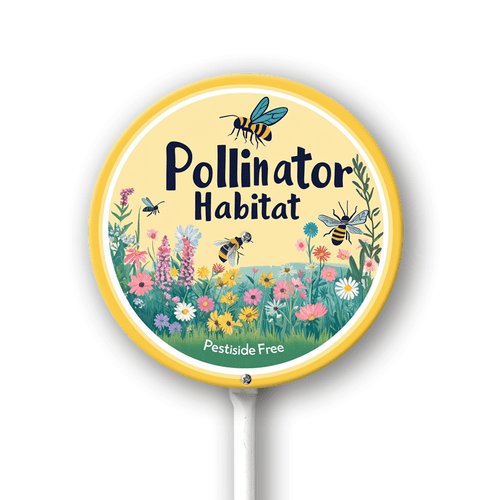 Eveokoki Round (9.2X9.2) IN Pollinator Habitat Pestiside Free Yard Sign ...