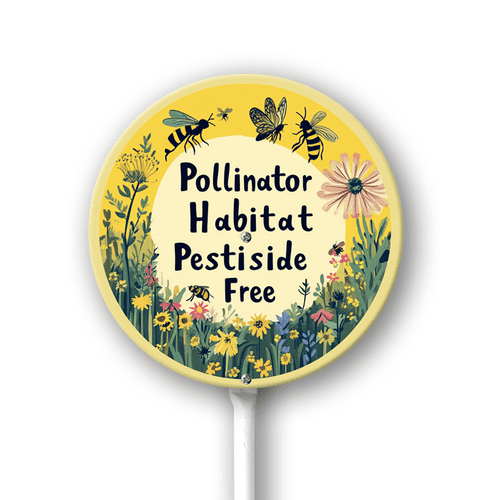 Eveokoki Round (9.2X9.2) IN Pollinator Habitat Pestiside Free Yard Sign ...