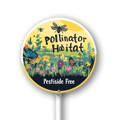 Eveokoki Round (9.2X9.2) IN Pollinator Habitat Pestiside Free Yard Sign ...