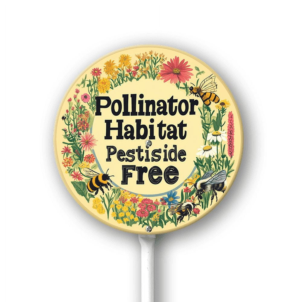 Eveokoki Round (9.2X9.2) IN Pollinator Habitat Pestiside Free Yard Sign ...