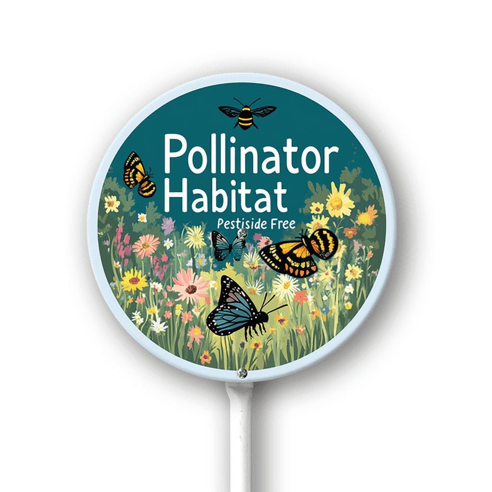 Eveokoki Round (9.2X9.2) IN Pollinator Habitat Pestiside Free Yard Sign ...