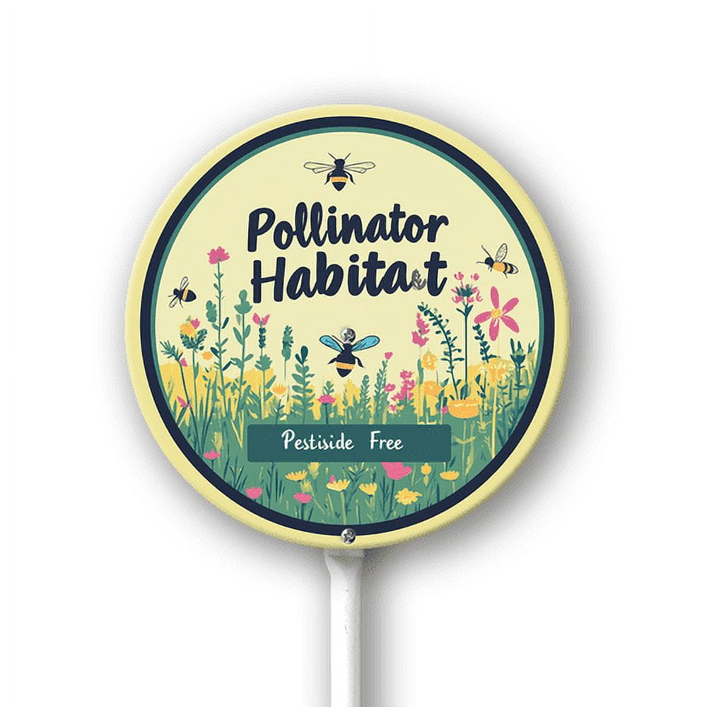 Eveokoki Round (9.2X9.2) IN Pollinator Habitat Pestiside Free Yard Sign ...