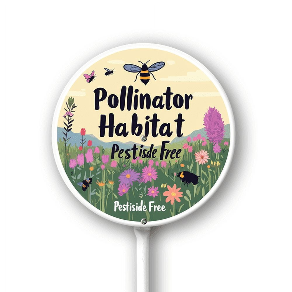 Eveokoki Round (9.2X9.2) IN Pollinator Habitat Pestiside Free Yard Sign ...