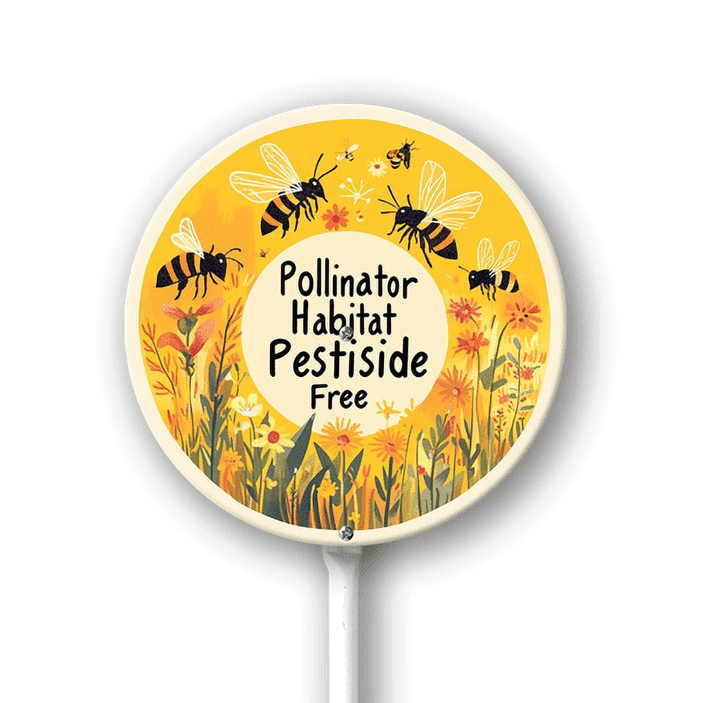 Eveokoki Round (9.2X9.2) IN Pollinator Habitat Pestiside Free Yard Sign ...