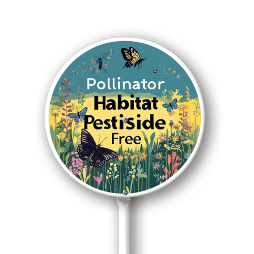 Eveokoki Round (9.2X9.2) IN Pollinator Habitat Pestiside Free Yard Sign ...