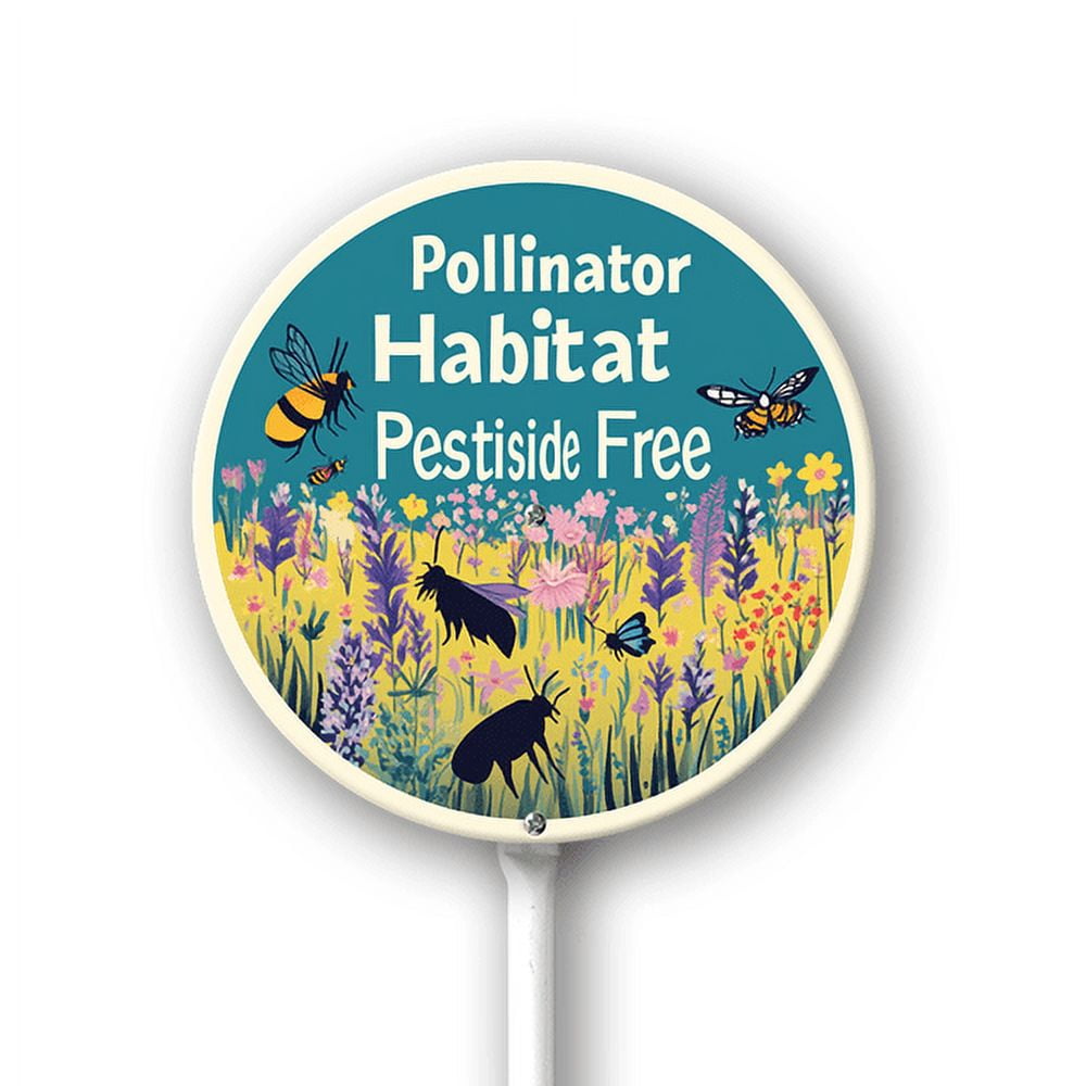 Eveokoki Round (9.2X9.2) IN Pollinator Habitat Pestiside Free Yard Sign ...
