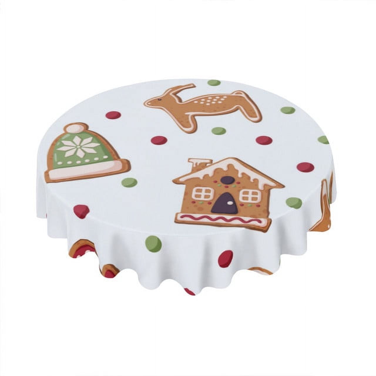 Eveokoki Round Christmas Tablecloth 60 In,Gingerbread Cookie Tablecloth ...