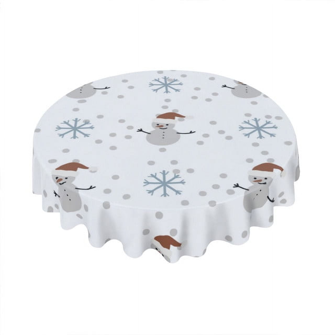Eveokoki Round Christmas Tablecloth 60 In,Snowman And Snowflake In ...