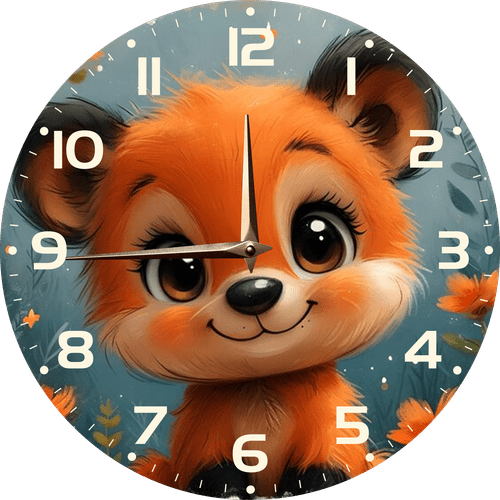 Eveokoki Round Clock Orange Baby Fox Clock Bathroom Kitchen Wall Clocks ...