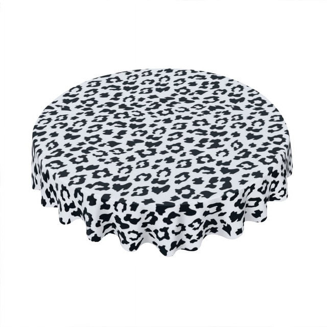 Eveokoki Round Vinyl Tablecloth 60 inch Leopard Tablecloth Waterproof ...