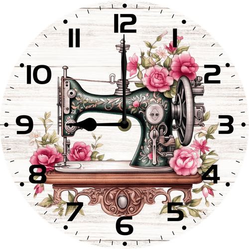 Eveokoki Sewing Machine Wood Wall Clock 10in Battery Operated Non ...