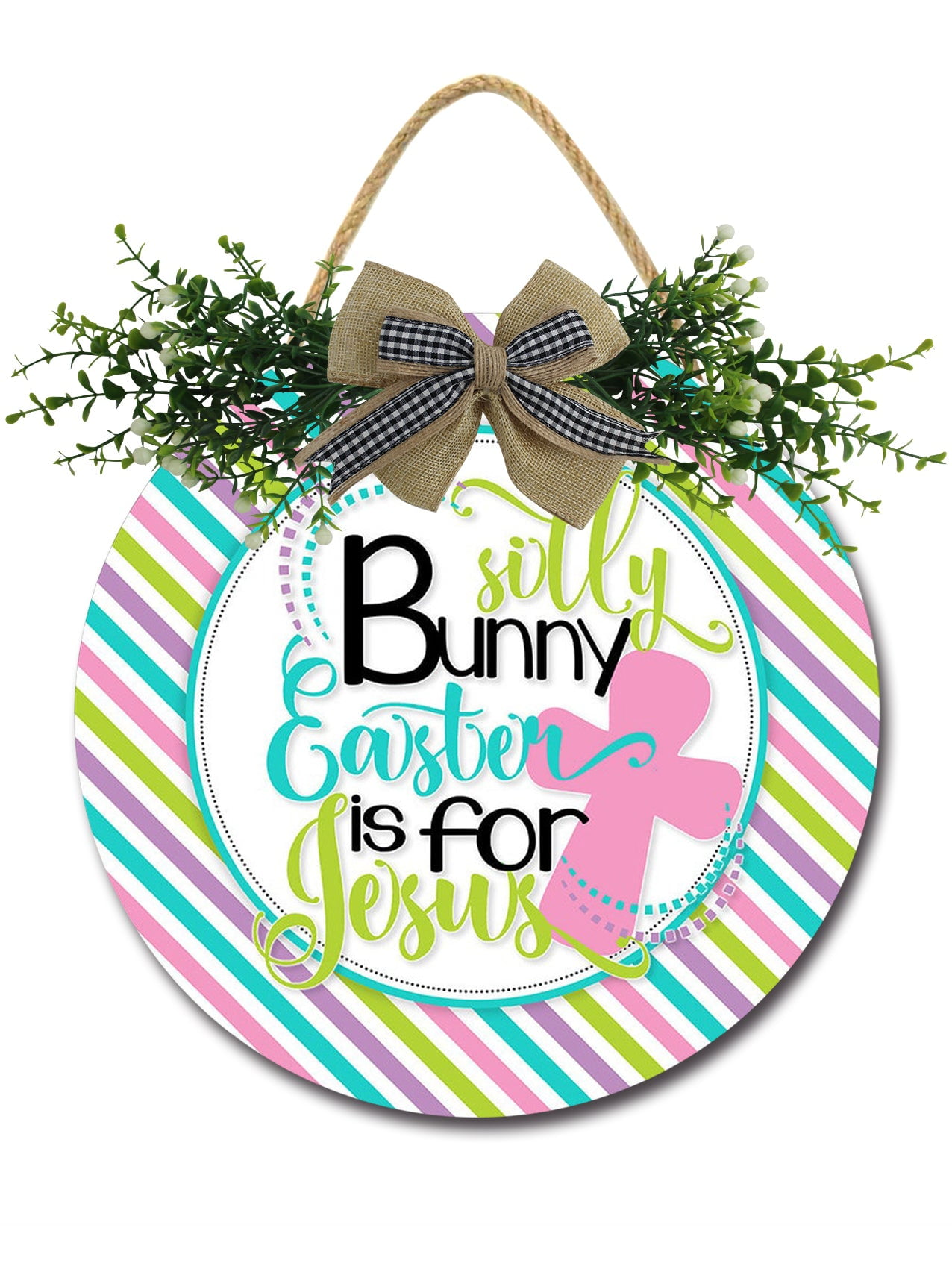 Eveokoki Silly Bunny Easter Is For Jesus Front Door Sign Funny Wreaths ...