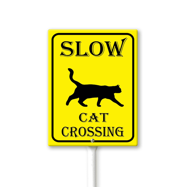 Eveokoki Slow Cat Crossing Sign With Stake For Neighborhoods Yard Farm ...