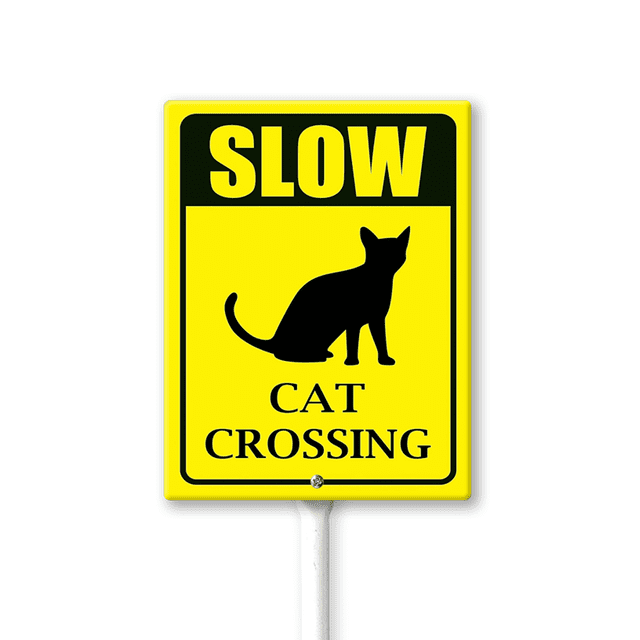 Eveokoki Slow Cat Crossing Sign With Stake For Neighborhoods Yard Farm ...