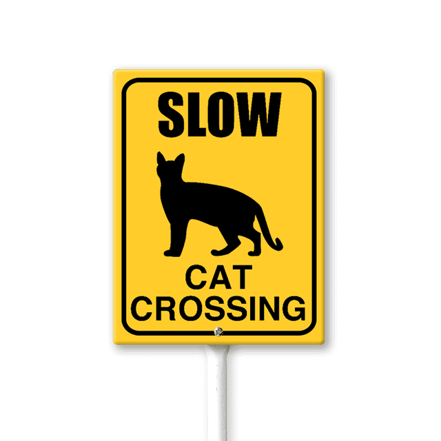 Eveokoki Slow Cat Crossing Sign With Stake For Neighborhoods Yard Farm ...