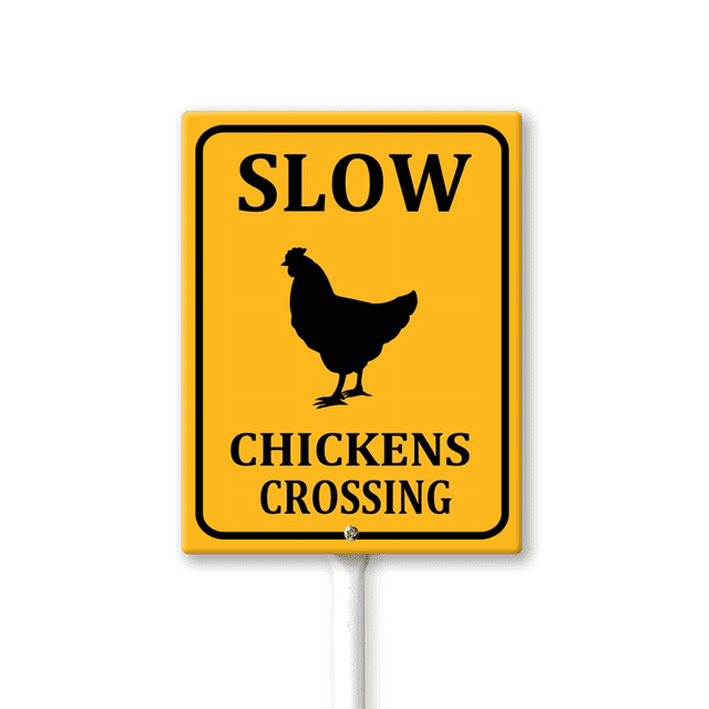 Eveokoki Slow Chickens Crossing Sign With Stake For Neighborhoods Yard ...