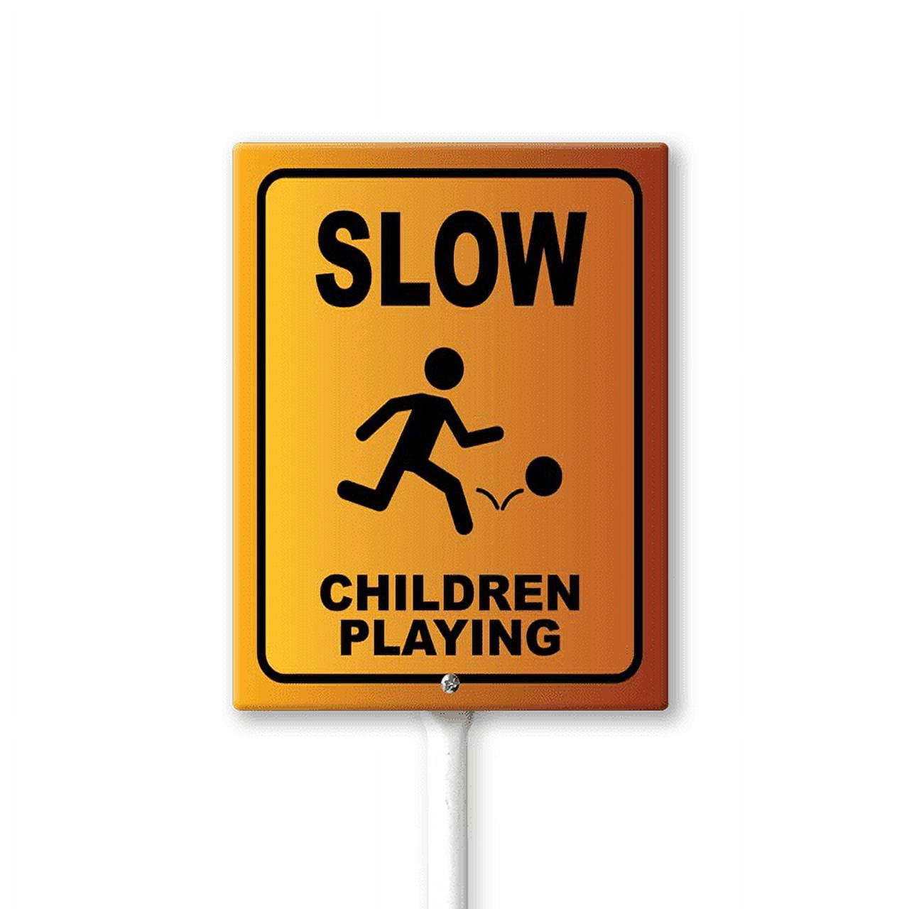 Eveokoki Slow Children Playing Yard Sign with Stakes 4.6in×6in, Sturdy ...