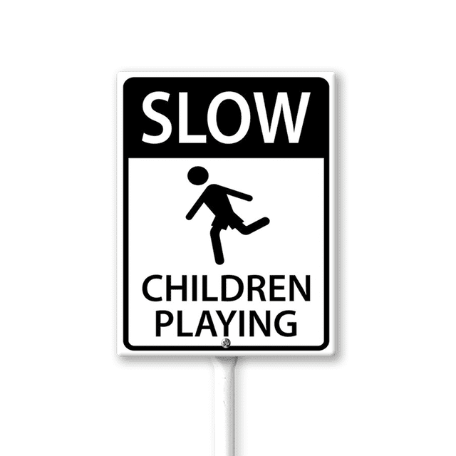 Eveokoki Slow Children Playing Yard Sign with Stakes 7in×8.8in, Sturdy ...