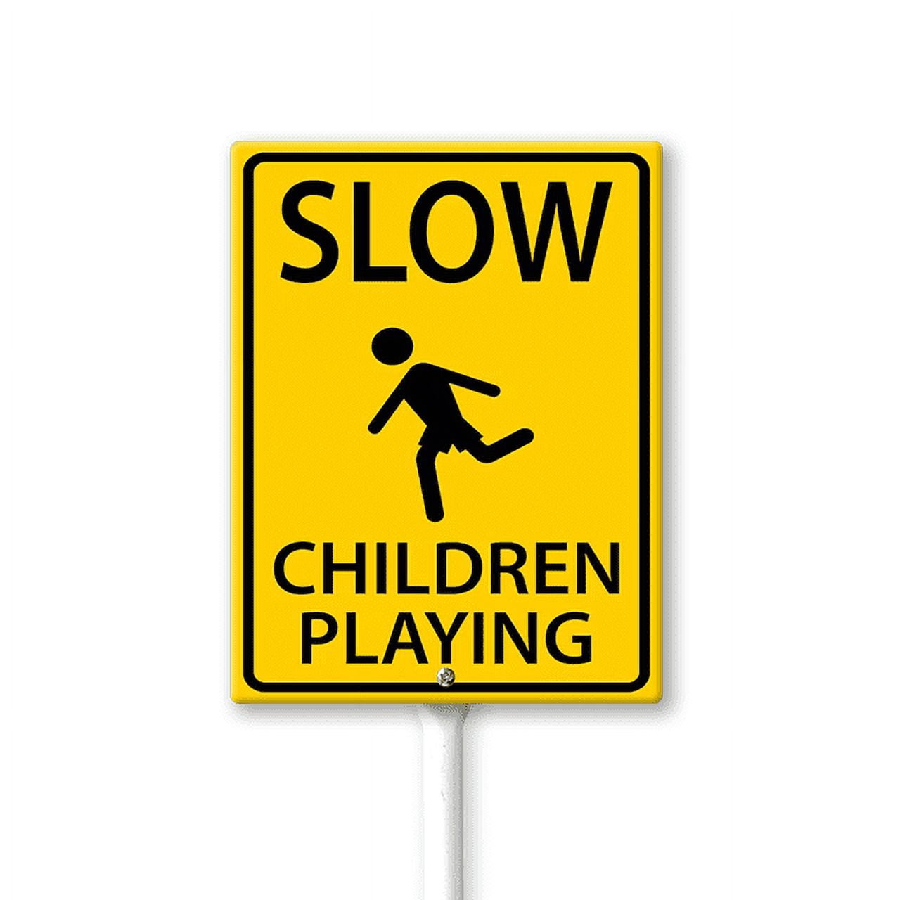 Eveokoki Slow Children Playing Yard Sign with Stakes 7in×8.8in, Sturdy ...