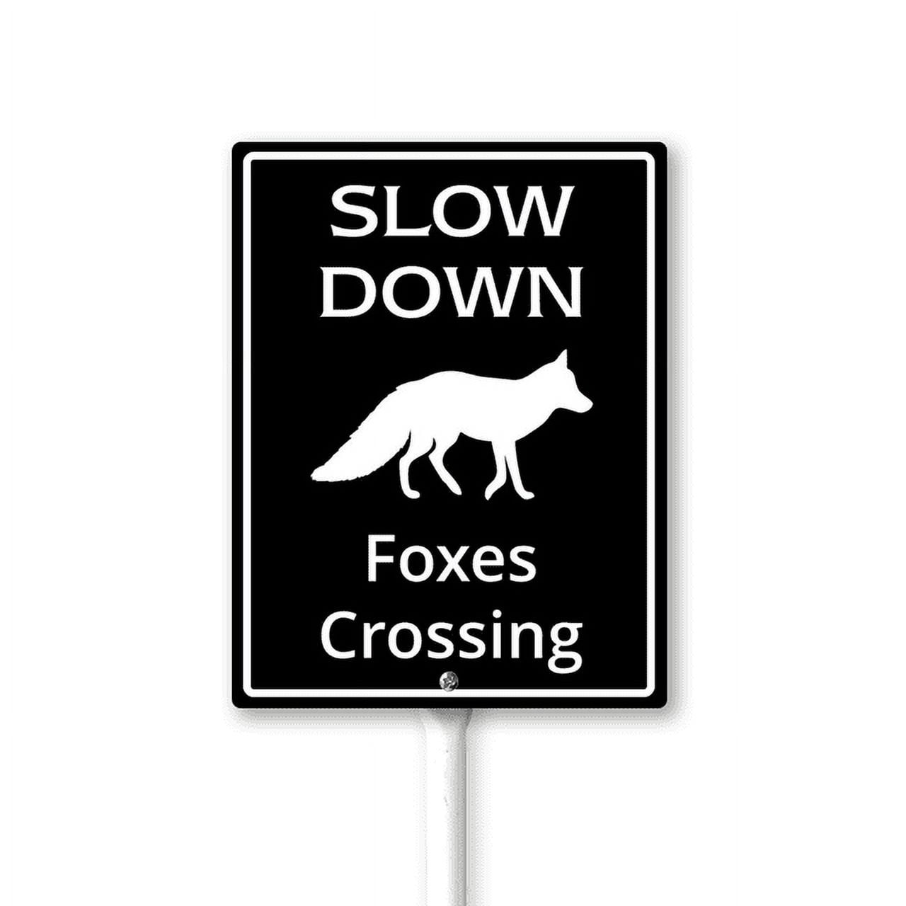 Eveokoki Slow Down Fox Crossing Sign With Stake For Neighborhoods Yard ...