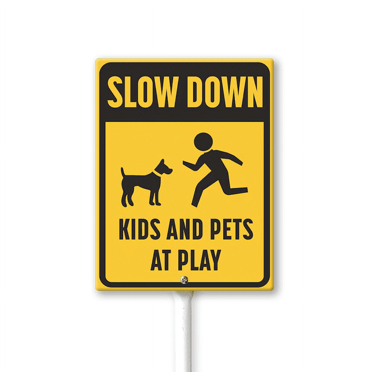 Eveokoki Slow Down Kids And Pets At Play Yard Sign with Stakes 4.6in× ...