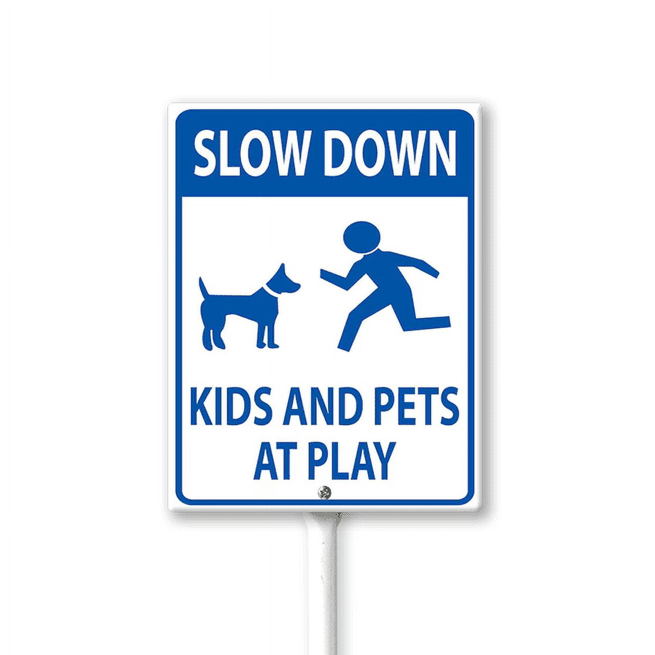 Eveokoki Slow Down Kids And Pets At Play Yard Sign with Stakes 8in×12in ...