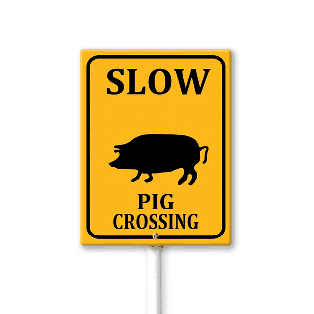 Eveokoki Slow Pig Crossing Sign With Stake For Neighborhoods Yard Farm ...
