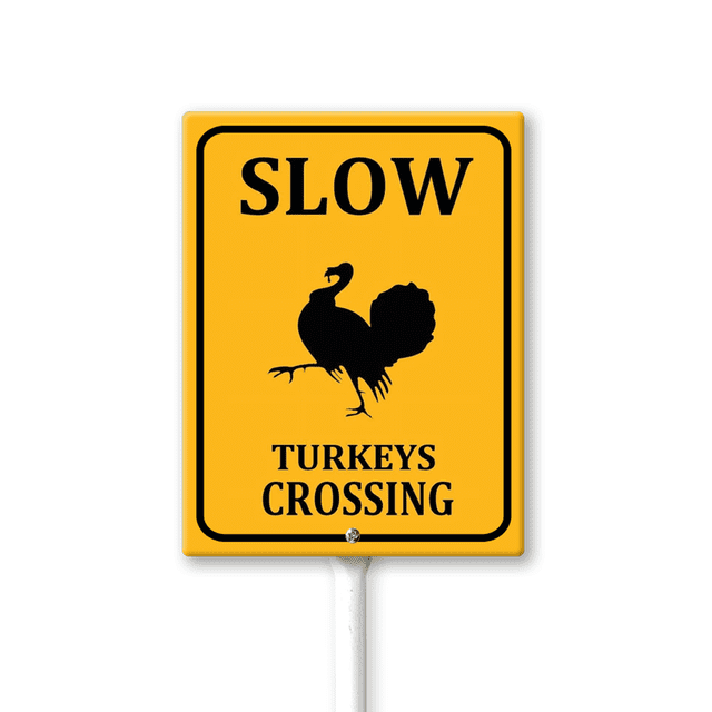 Eveokoki Slow Turkeys Crossing Sign With Stake For Neighborhoods Yard ...