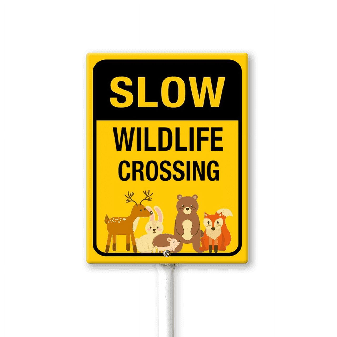 Eveokoki Slow Wildlife Crossing Yard Sign with Stake 7x8.8inch ...