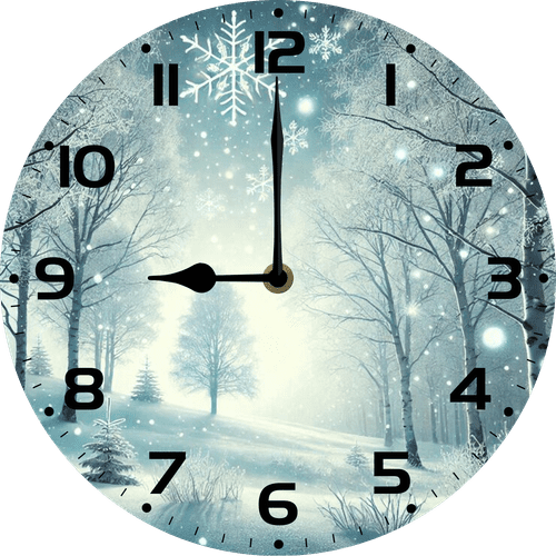 Eveokoki Snowy Scene With Snowflake Wood Wall Clock Frameless Battery ...