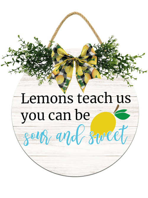 Eveokoki Sour And Sweet Front Door Sign Funny Wreaths Hanging Wooden ...