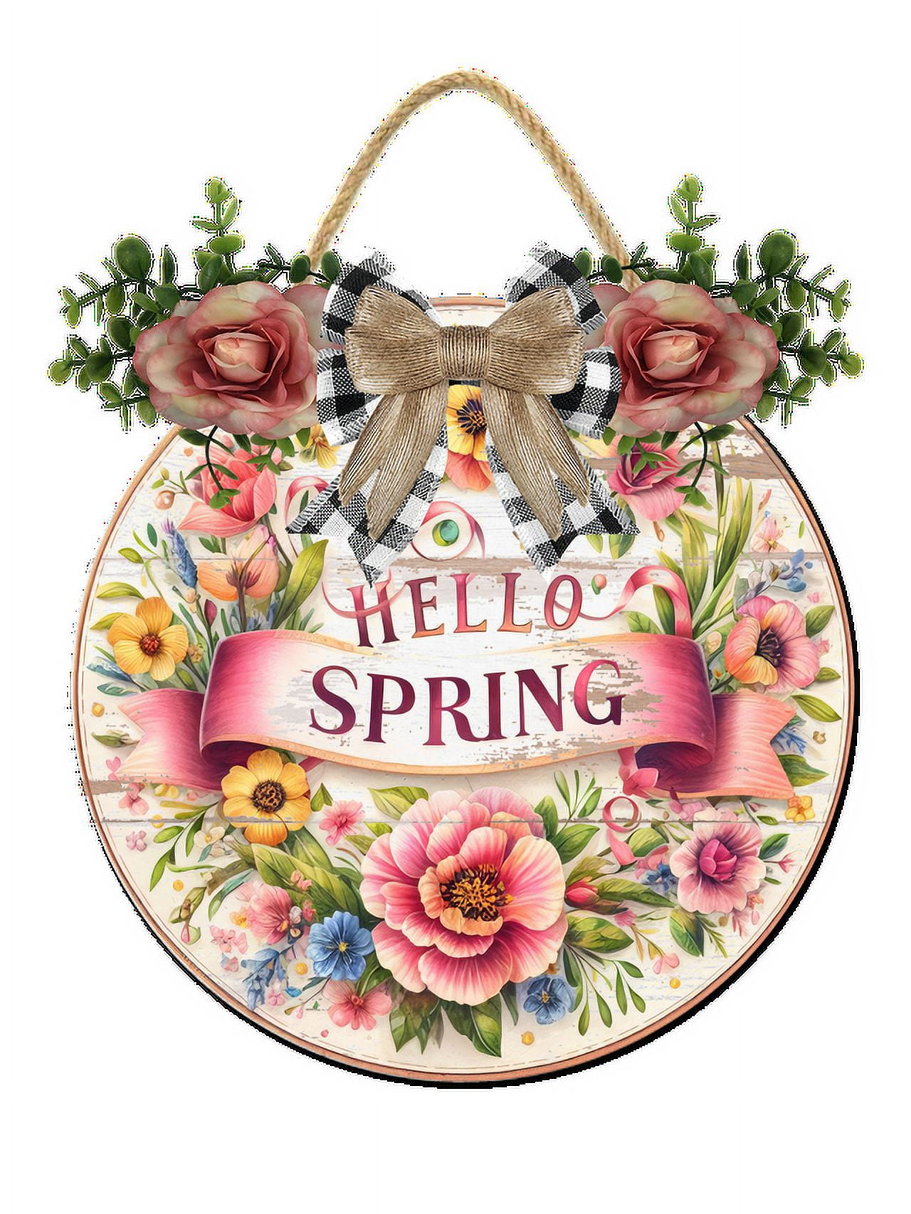 Eveokoki Spring Wreaths Sign for Front Door Farmhouse Spring Door ...