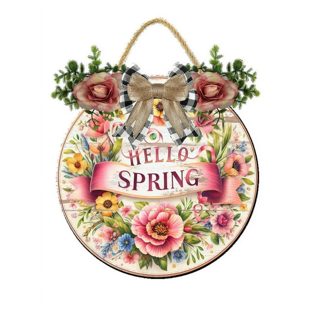Eveokoki Spring Wreaths Sign for Front Door Farmhouse Spring Door ...