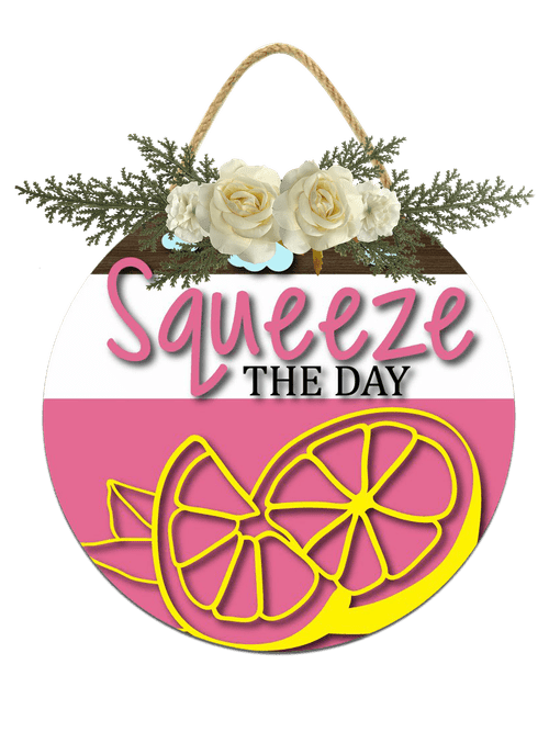 Eveokoki Squeeze The Day Front Door Sign Funny Wreaths Hanging Wooden ...