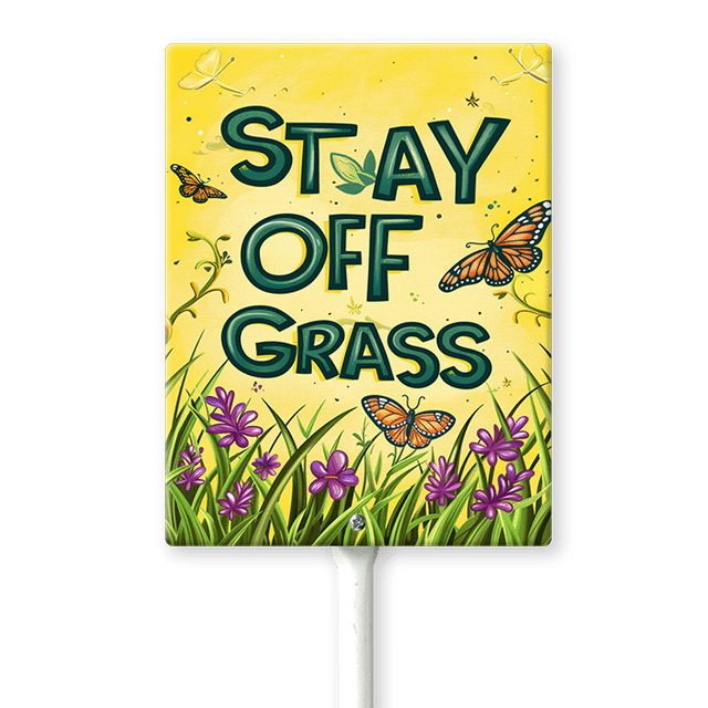 Eveokoki Stay Off Grass Sign with Metal Stakes, 4.6"x 6" Stay Off Grass ...