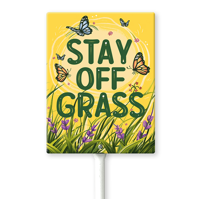 Eveokoki Stay Off Grass Sign with Metal Stakes, 7"x 8.8" Stay Off Grass ...