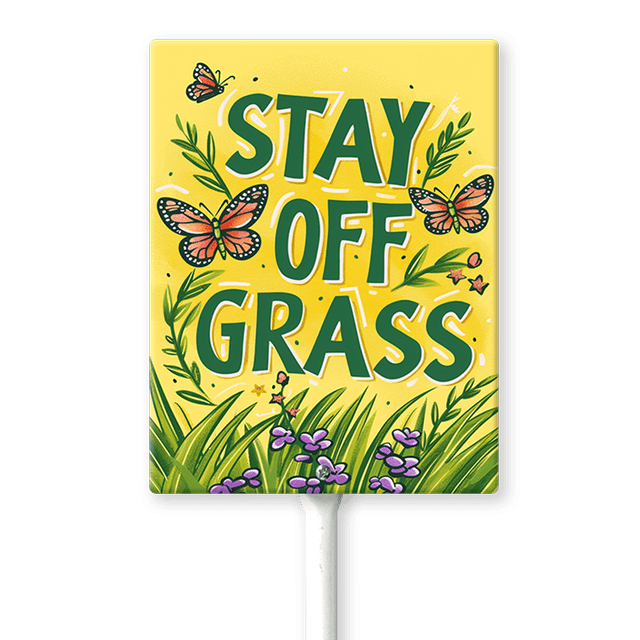 Eveokoki Stay Off Grass Sign with Metal Stakes, 7"x 8.8" Stay Off Grass ...
