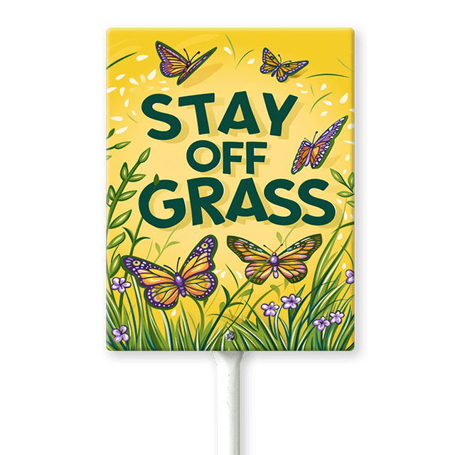Eveokoki Stay Off Grass Sign with Metal Stakes, 7"x 8.8" Stay Off Grass ...