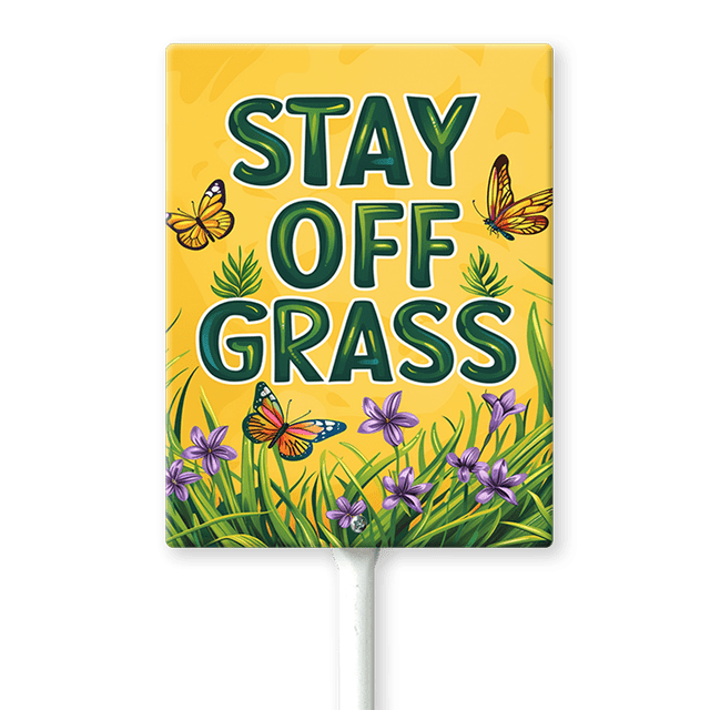 Eveokoki Stay Off Grass Sign with Metal Stakes, 7"x 8.8" Stay Off Grass ...
