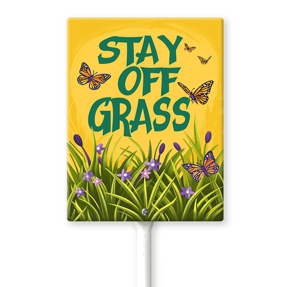 Eveokoki Stay Off Grass Sign with Metal Stakes, 7"x 8.8" Stay Off Grass ...