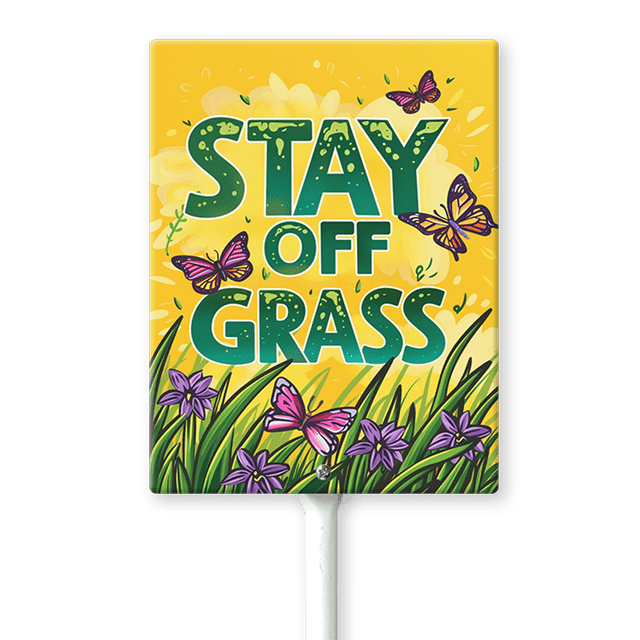 Eveokoki Stay Off Grass Sign with Metal Stakes, 7"x 8.8" Stay Off Grass ...
