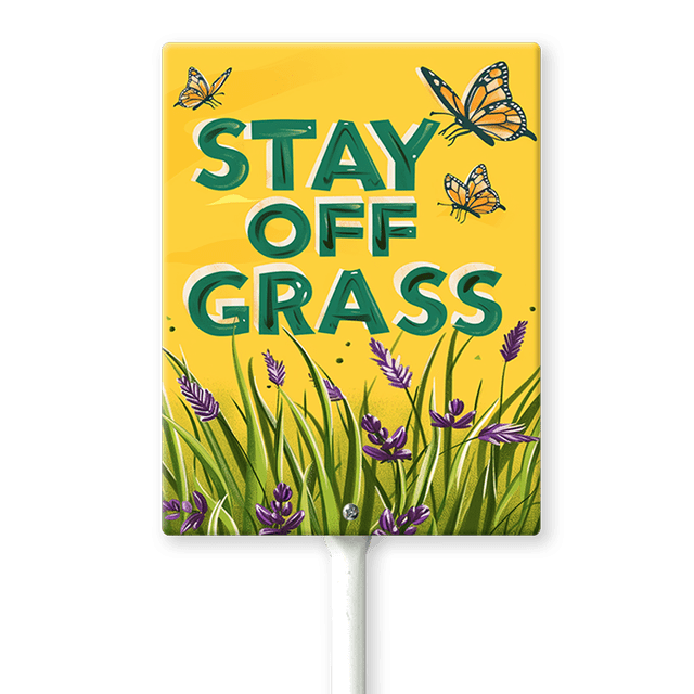Eveokoki Stay Off Grass Sign with Metal Stakes, 7"x 8.8" Stay Off Grass ...