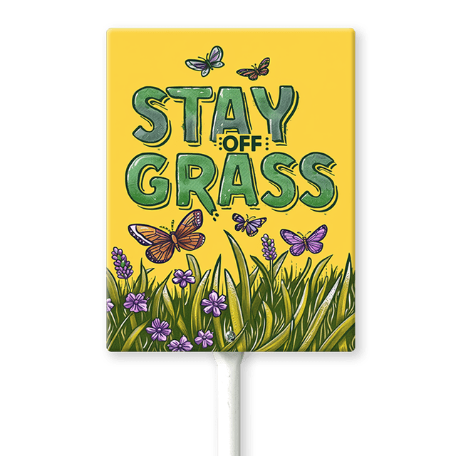 Eveokoki Stay Off Grass Sign with Metal Stakes, 7"x 8.8" Stay Off Grass ...