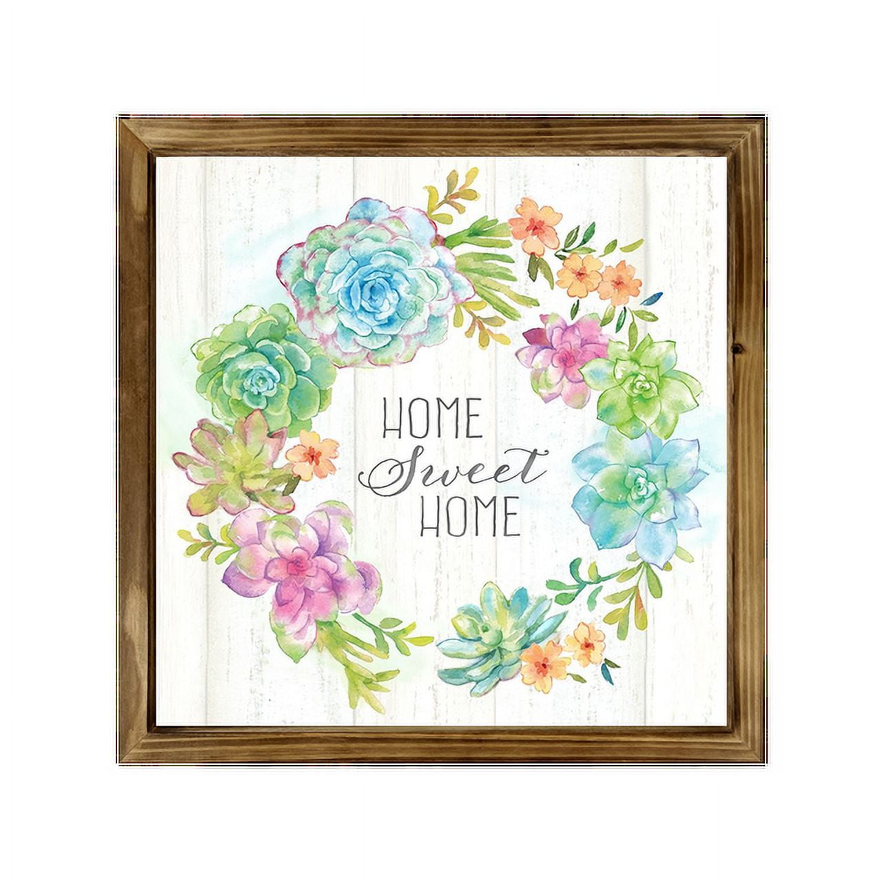 Eveokoki Succulents Wreath Home Sweet Home Square Rustic Wood Signs ...