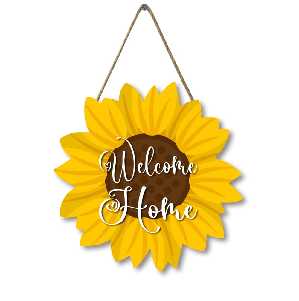 Eveokoki Summer Door Sign Sunflower Welcome Home Door Hanger Vintage ...
