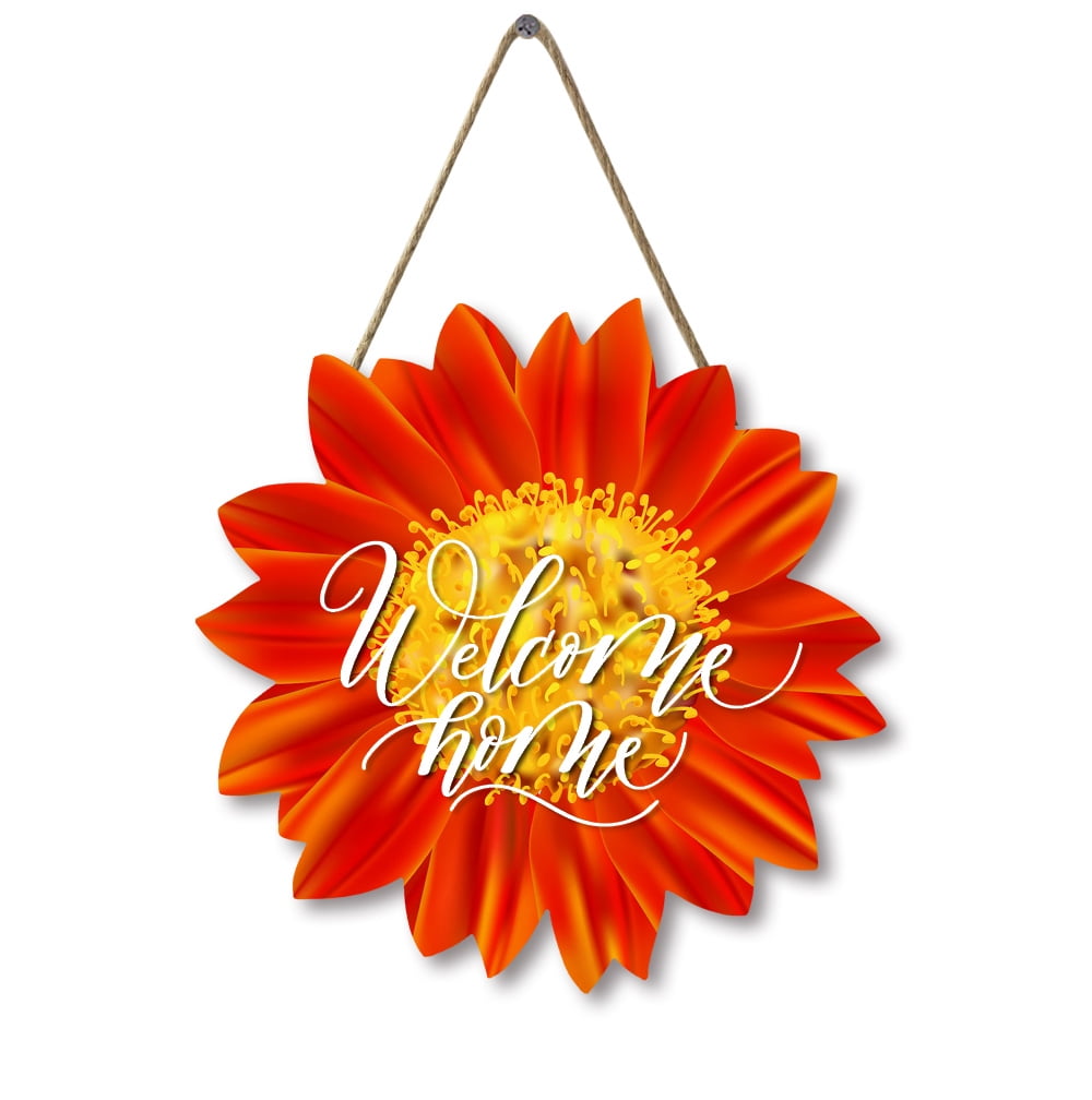 Eveokoki Summer Door Sign Sunflower Welcome Home Door Hanger Vintage ...