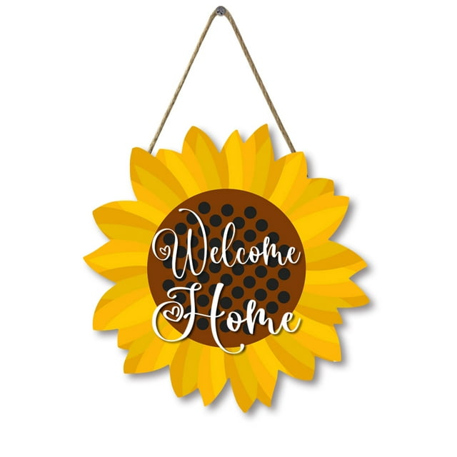 Eveokoki Summer Door Sign Sunflower Welcome Home Door Hanger Vintage ...