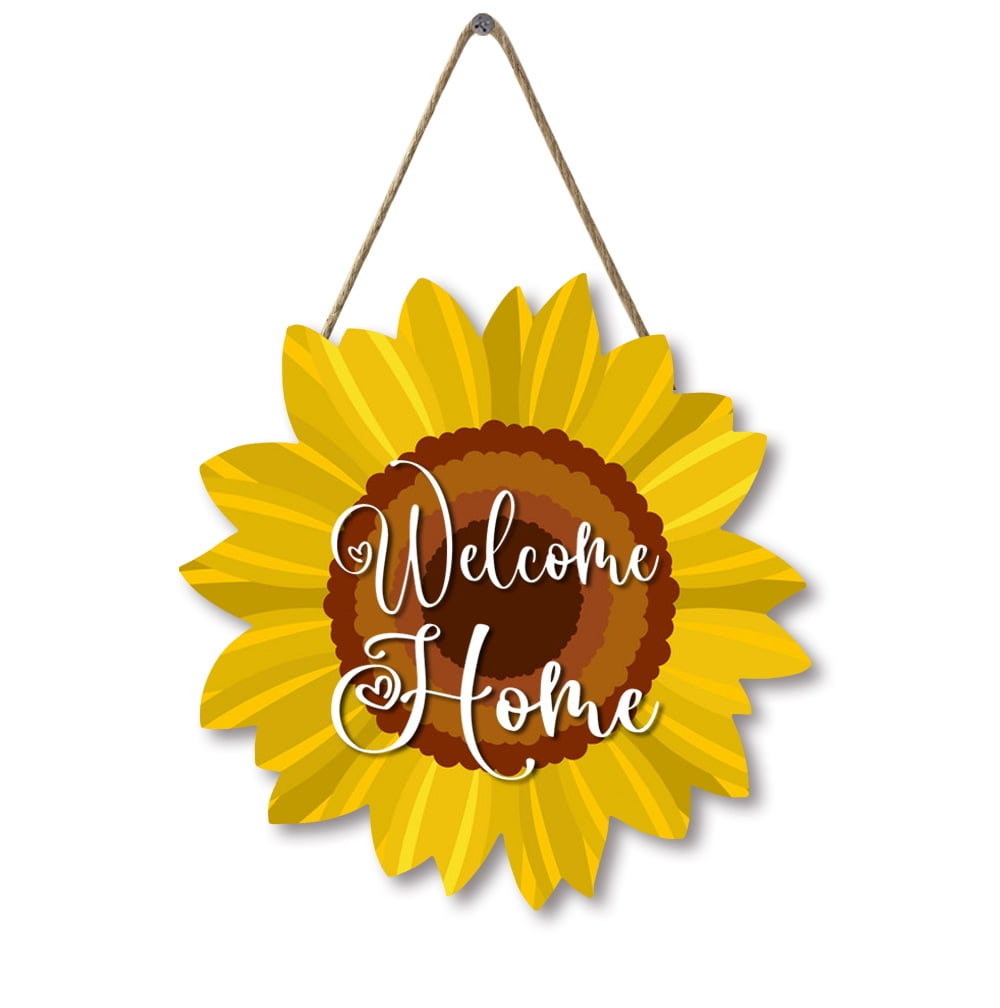 Eveokoki Summer Door Sign Sunflower Welcome Home Door Hanger Vintage ...