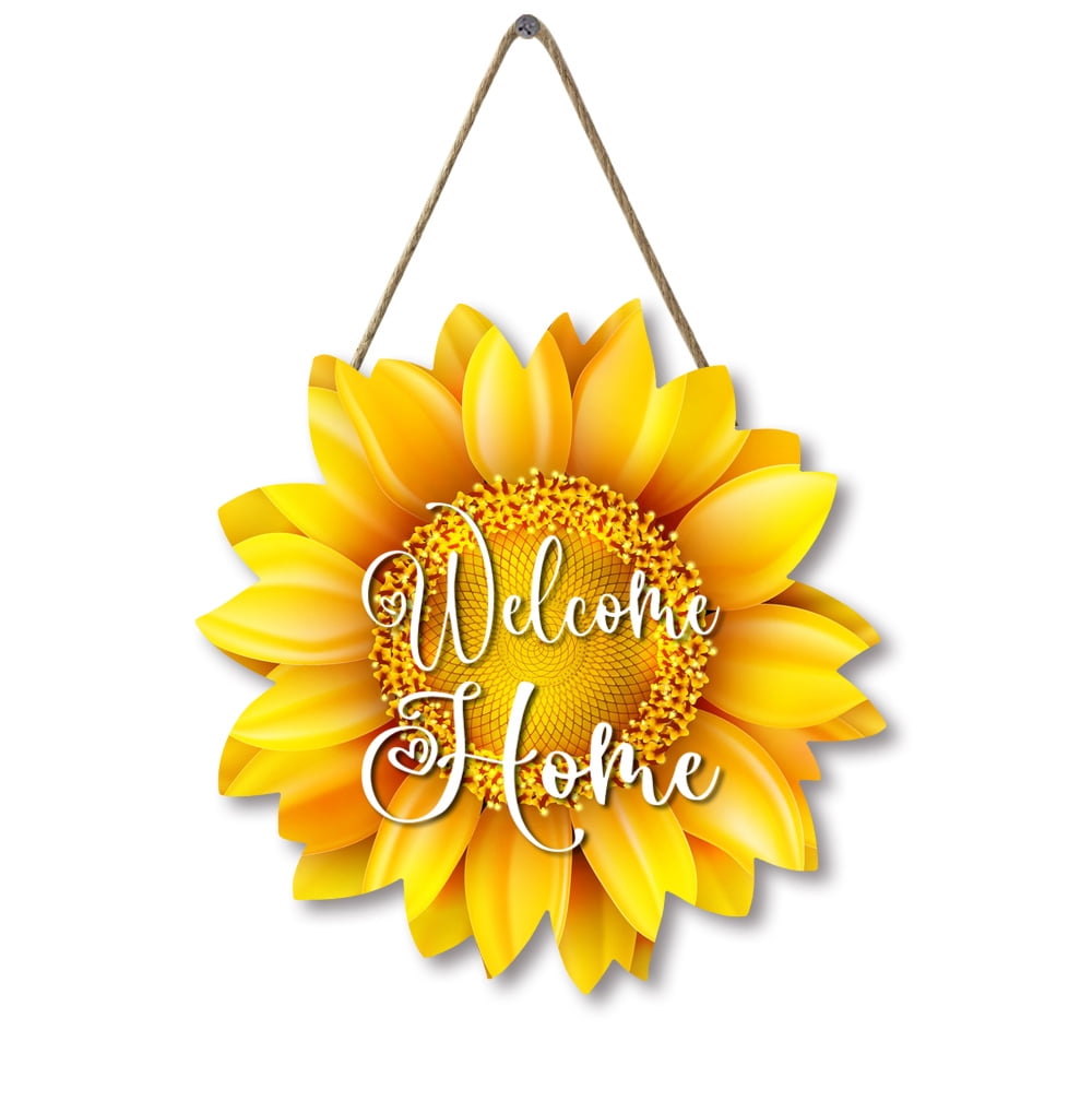 Eveokoki Summer Door Sign Sunflower Welcome Home Door Hanger Vintage ...